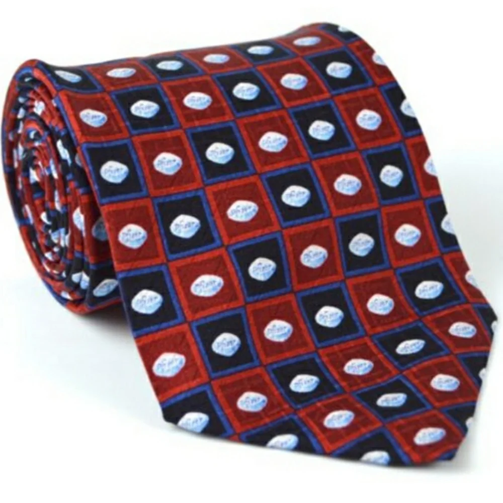 Pfizer | Accessories | Pfizer Blue Pill Print Red Checker 0 Silk Mens ...
